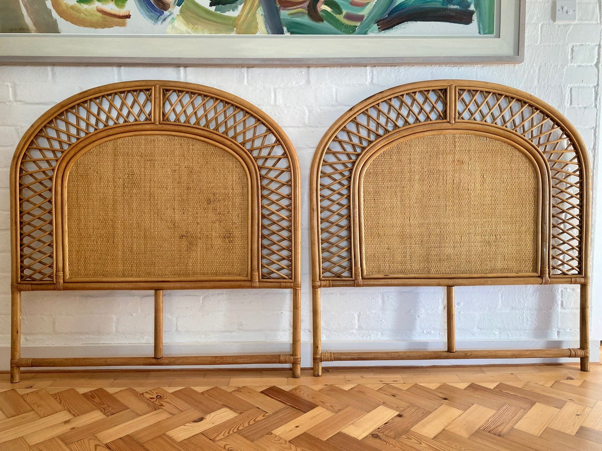 Pair of wicker and bamboo single headboards – KEPT London